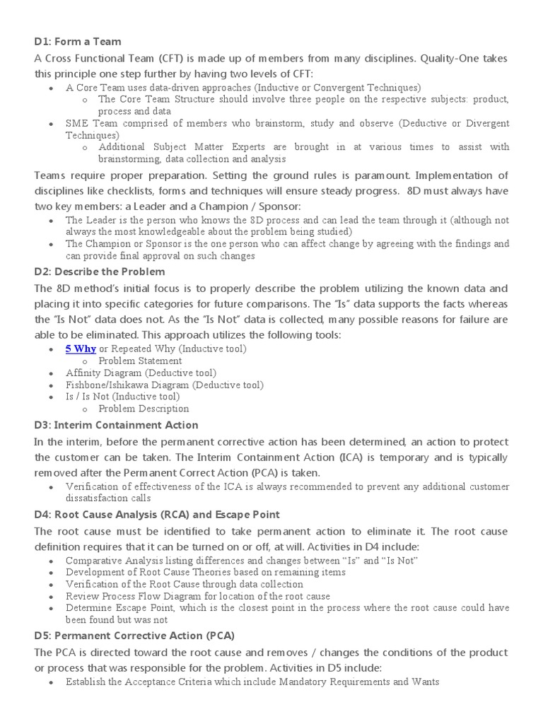 8D Steps Explaination | PDF | Methodology | Reliability Engineering
