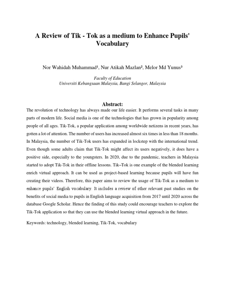 Enhancing Vocabulary with TikTok | PDF