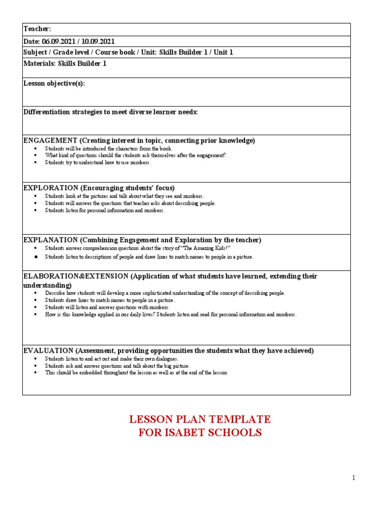 Lesson Plan Template 1 | PDF