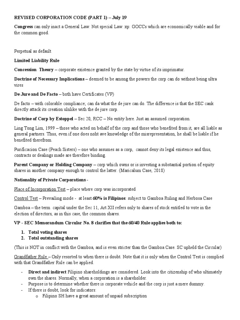 Lecture On Revised Corporation Code | PDF | Piercing The Corporate Veil ...