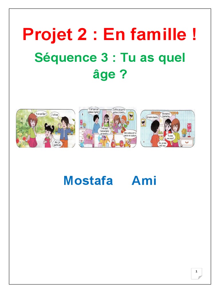 Projet 2 : En famille, Séquence 3 | PDF | Apprentissage | la communication