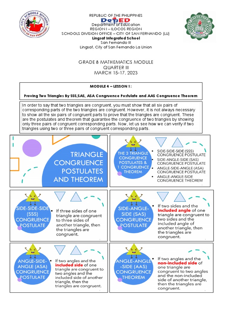 Grade 8 Math Module Worksheet | PDF
