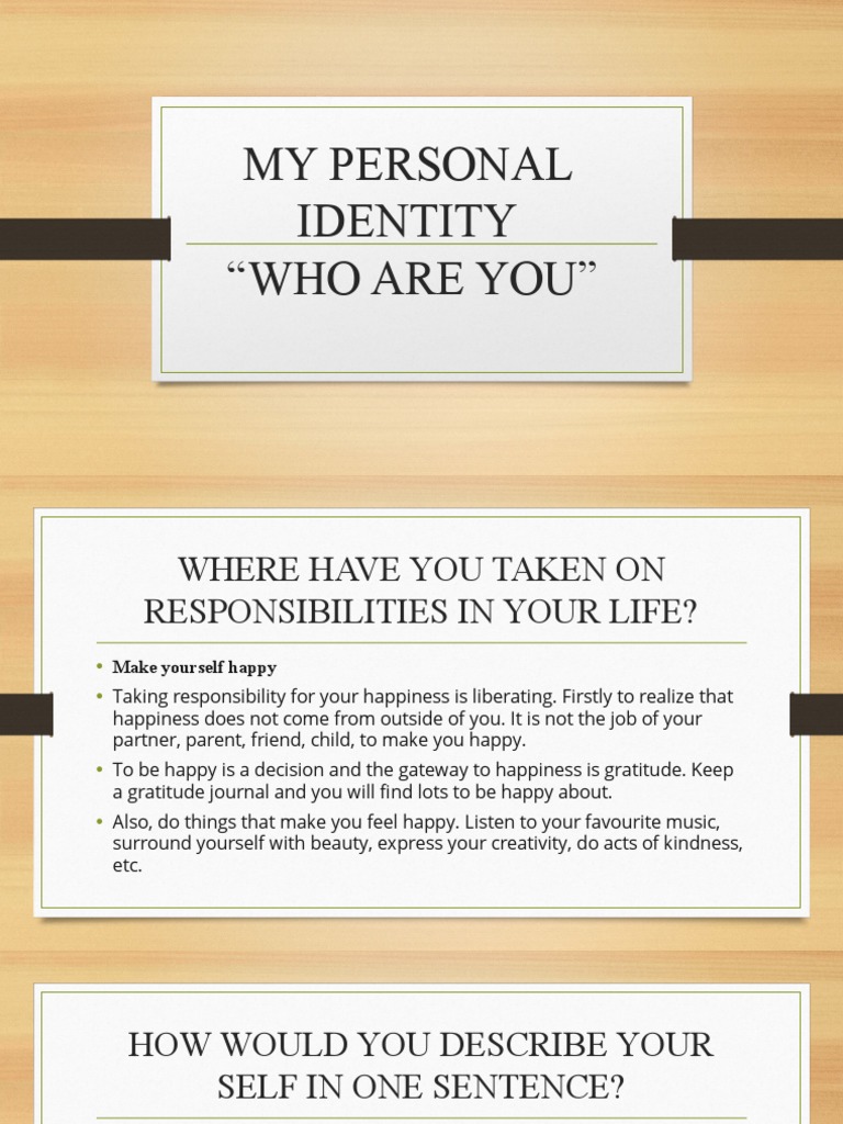 My Personal Identity "Who Are You" | PDF