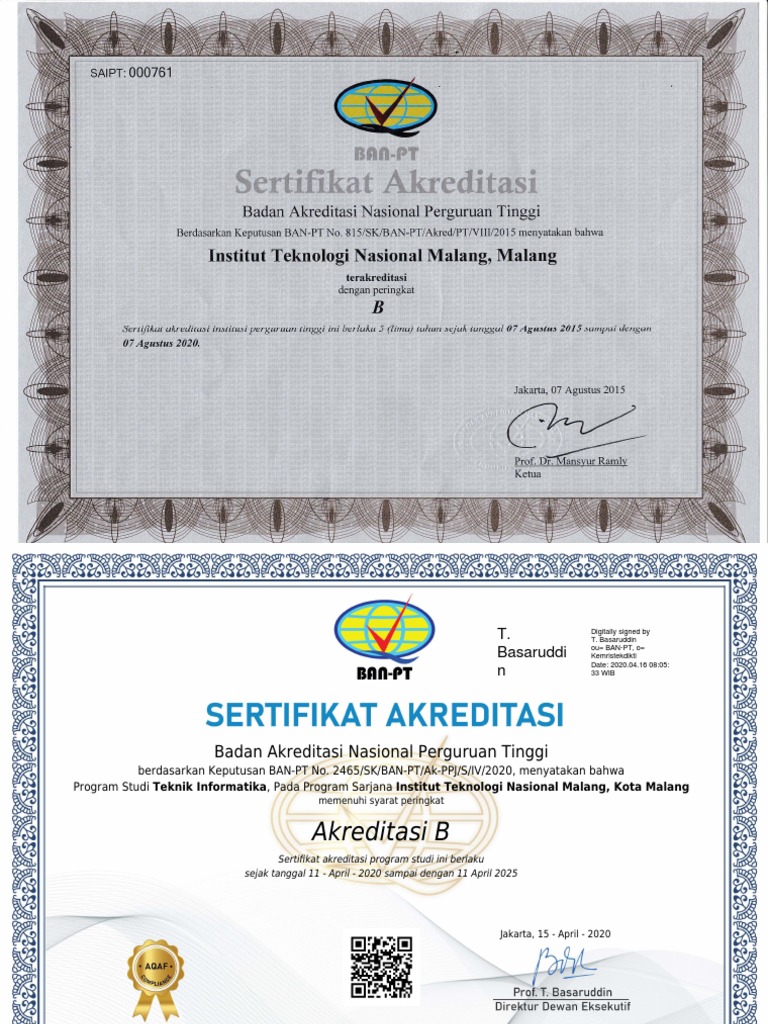 2022 Akreditasi PT Itn Malang Dan Ps Informatika Itn Malang | PDF