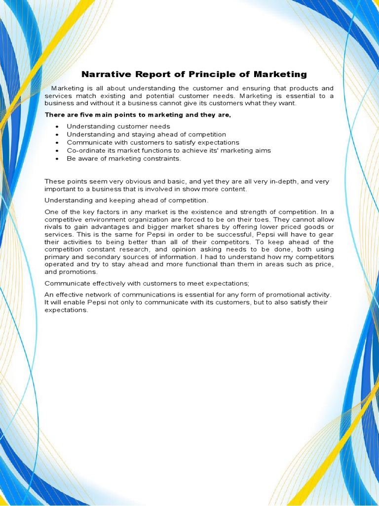 Narrative Report of Principle of Marketing | PDF | Marketing | Business ...