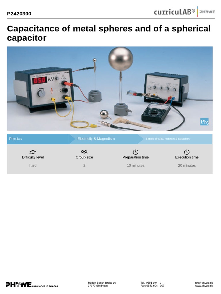 Capacitance of Metal Spheres and of A Spherical Capacitor: Difficulty ...