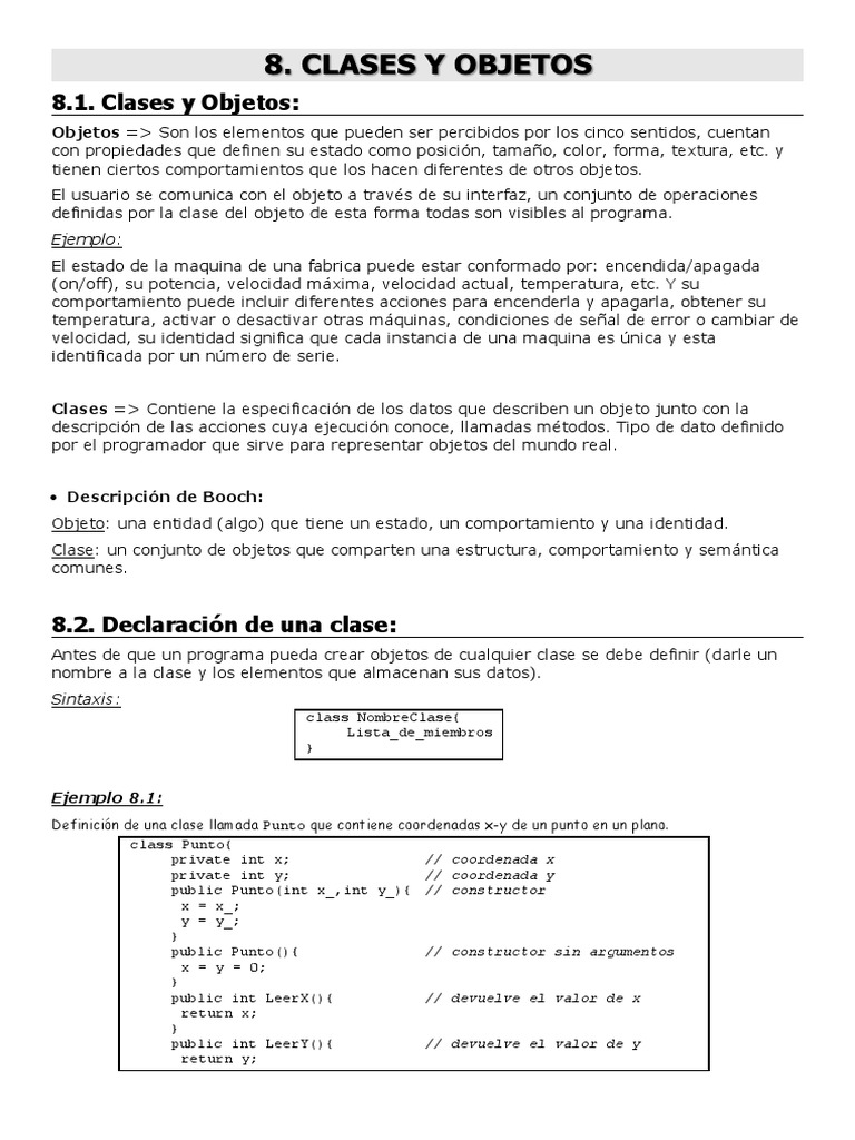 Clases y Objetos en Programación Orientada a Objetos | PDF ...