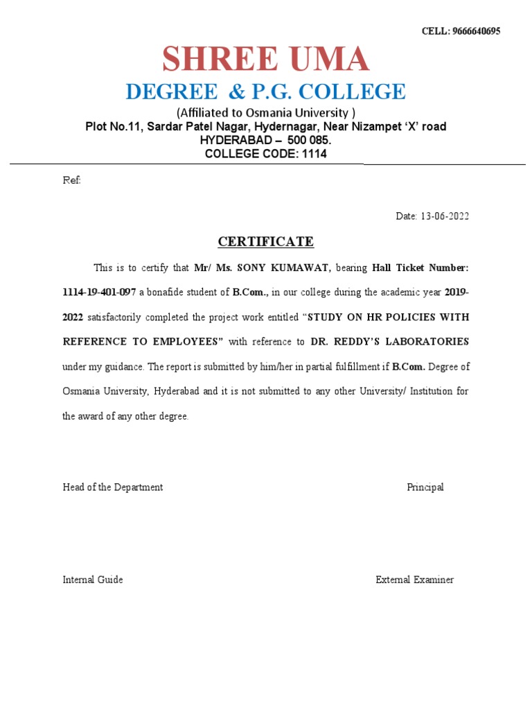 SHREE UMA - DEGREE COLLEGE - LETTER HEAD - BCom | PDF