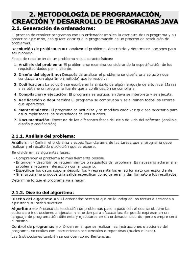 Creación y Desarrollo de Programas Java | PDF | Programación | Programa ...