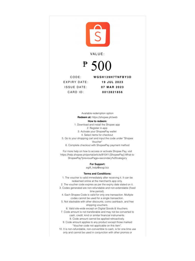 Shopee Voucher 2 | PDF | Credit Card | Gift Card