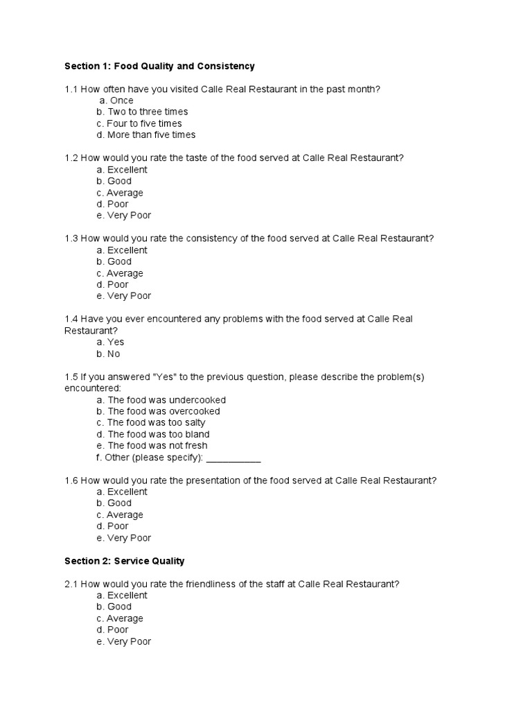 Questionnaire | Download Free PDF | Nutrition | Diet & Nutrition