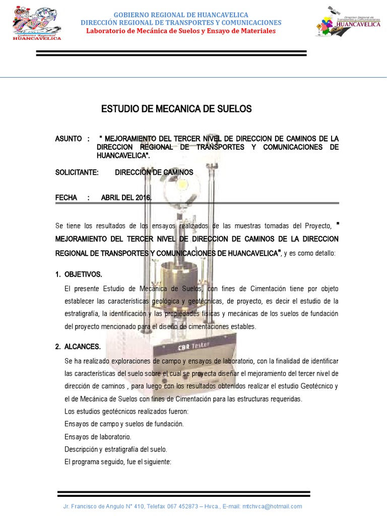Estudio de Mecanica de Suelos Pilchaca Listo para Imprimir | PDF | Mecánica de suelos ...