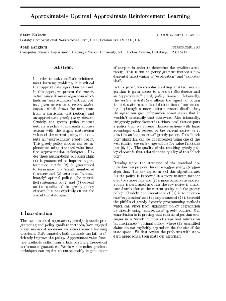 Approximately Optimal Approximate Reinforcement Learning | PDF