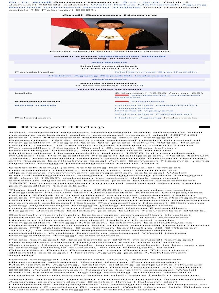 Andi Samsan Nganro - Wikipedia Bahasa Indonesia, Ensiklopedia Bebas | PDF