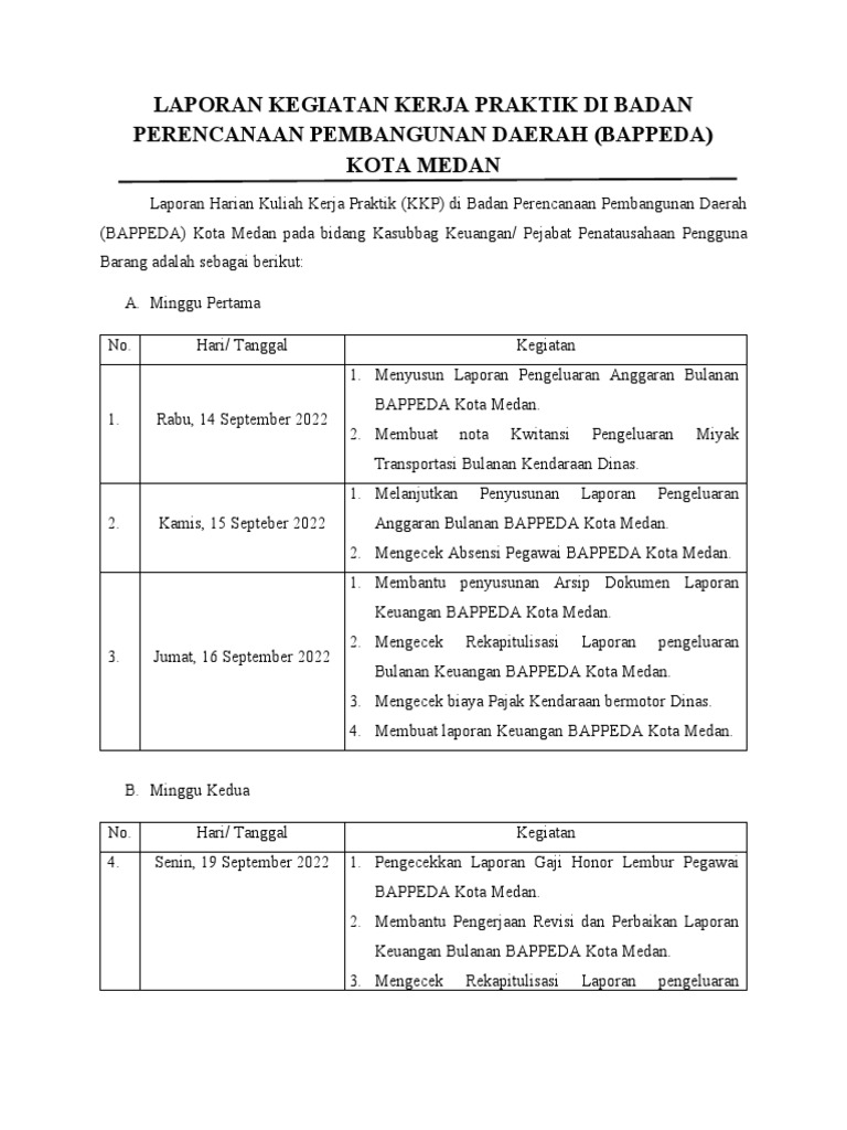 Laporan Kegiatan KKP | PDF