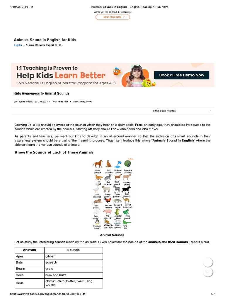 Animals and Their Sound | PDF