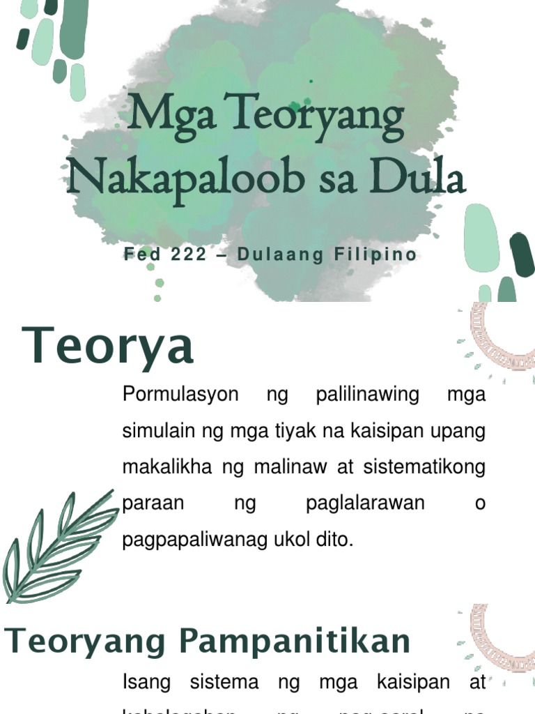 Mga Teoryang Nakapaloob Sa Dula | PDF
