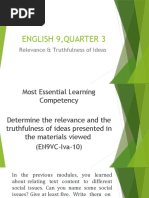Eng9 - Q4 - Wk1 - Mod1 - Determinine The Relevance and Truthfulness of The Ideas Presented From ...