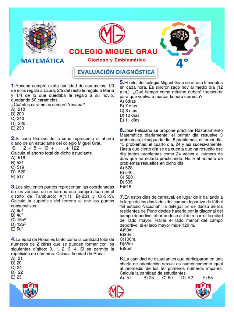 Evaluación Diagnóstica 4to | PDF