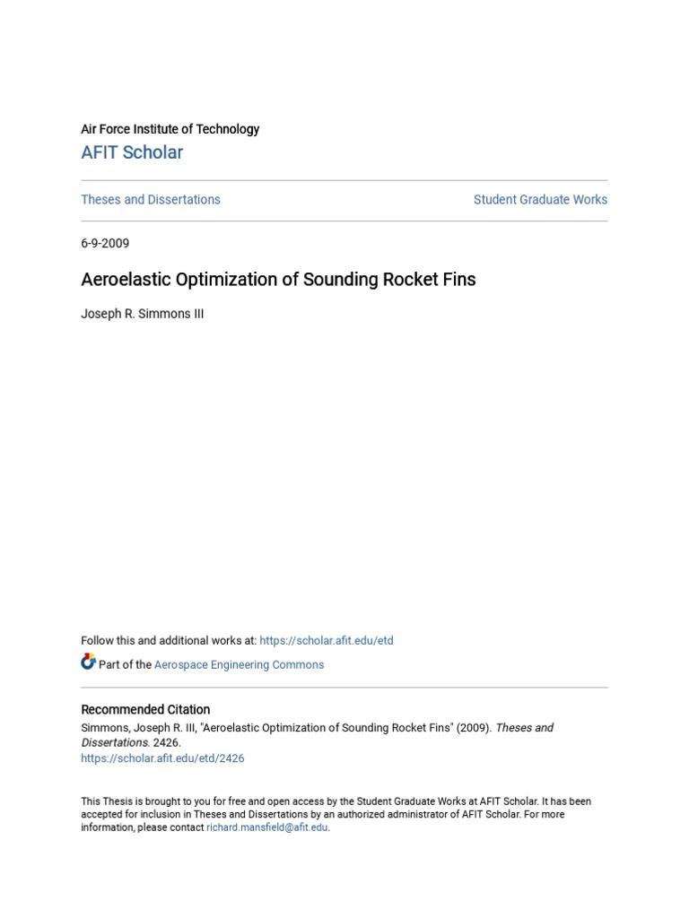 Aeroelastic Optimization of Rocket Fins | PDF | Flight | Aerospace