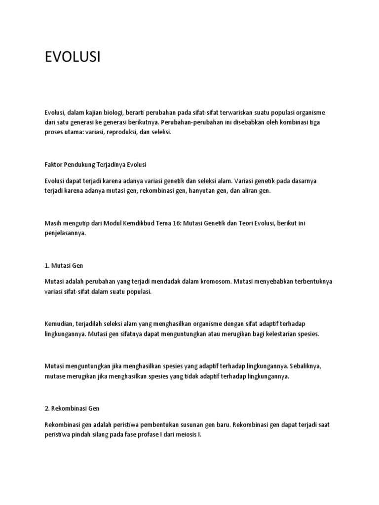 Evolusi Biologi | PDF