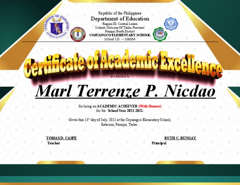 Certificate of Academic Excellence | PDF