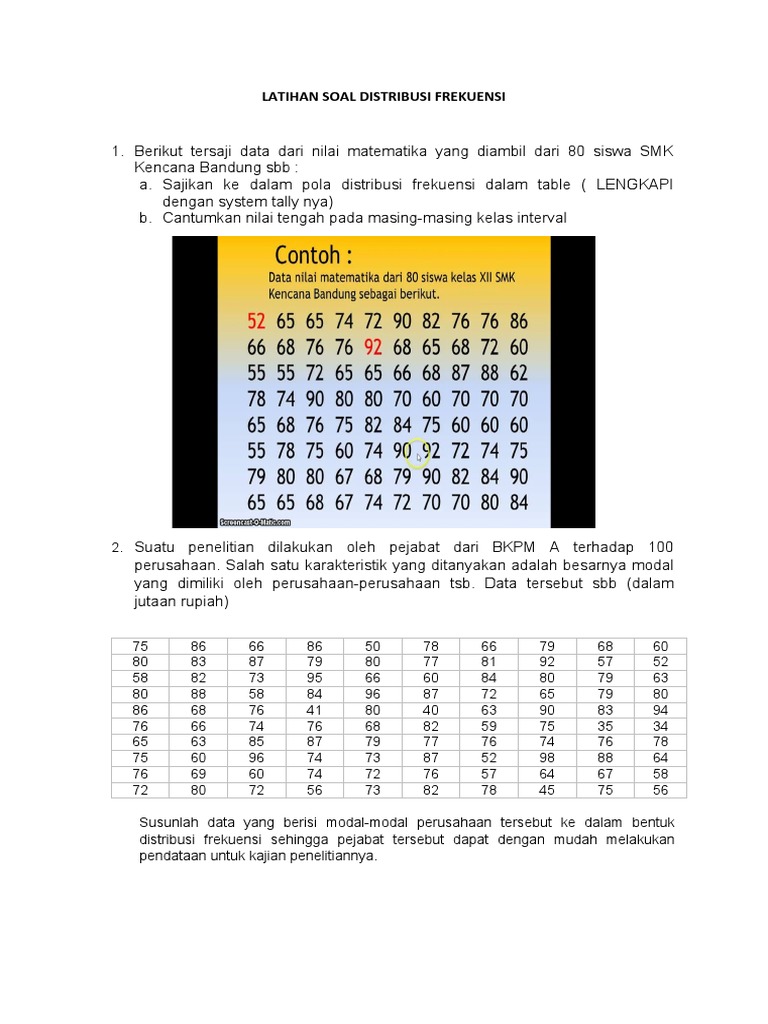 5.LATIHAN SOAL DISTRIBUSI FREKUENSI | PDF