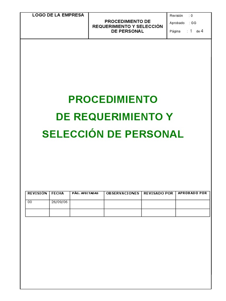 Procedimiento Selección Norma Iso 9001 | PDF | Gestión de recursos ...