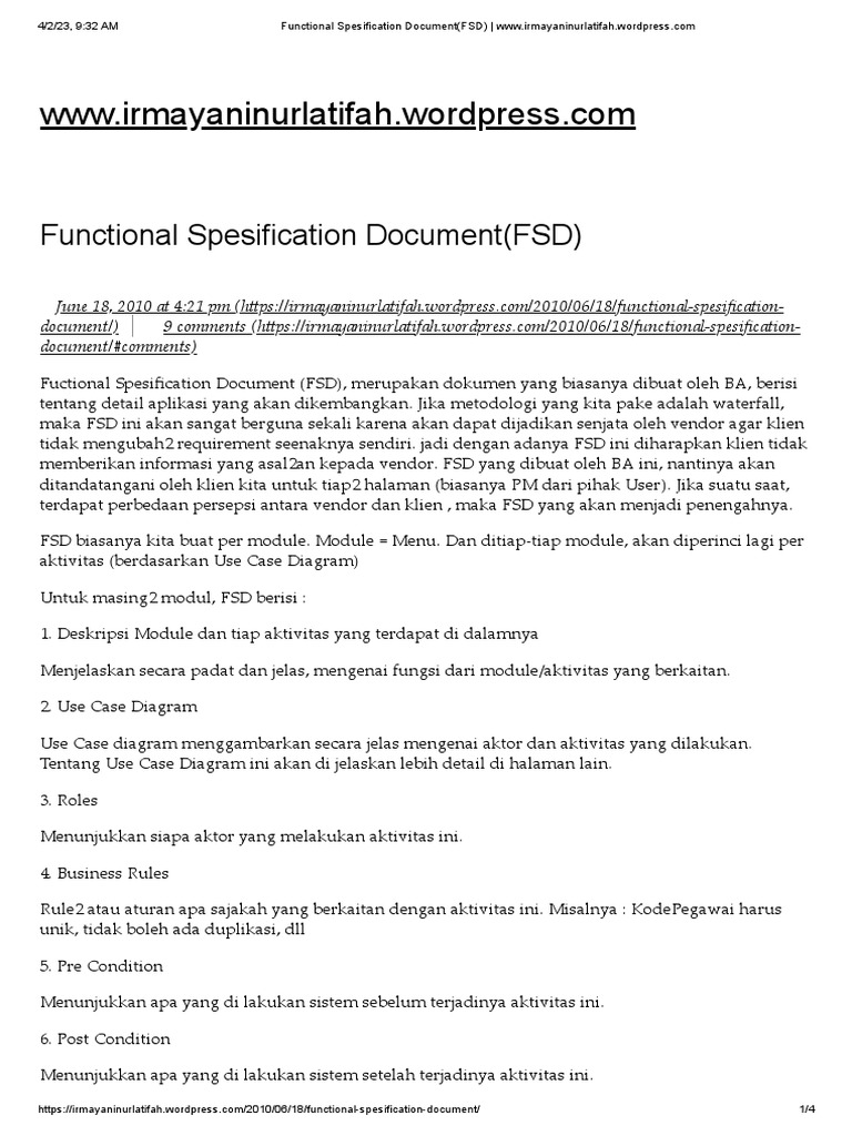 Functional Spesification Document(FSD) _ www.irmayaninurlatifah ...