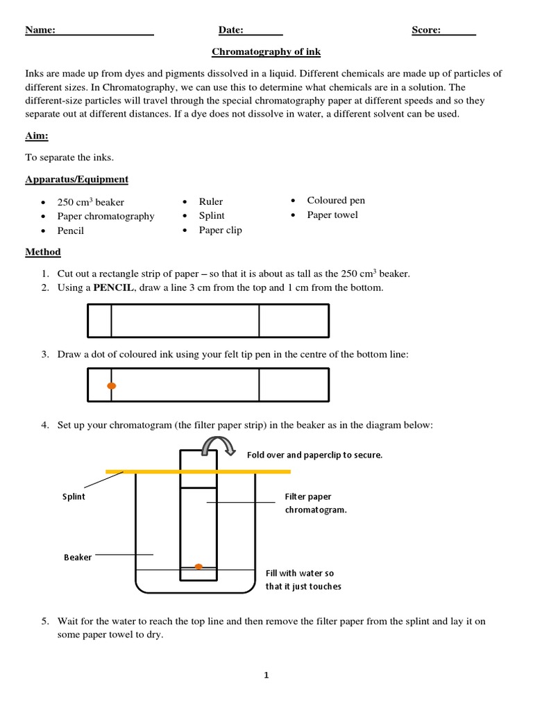 Answer Key-Chromatography #Worksheet | PDF | Chromatography | Ink