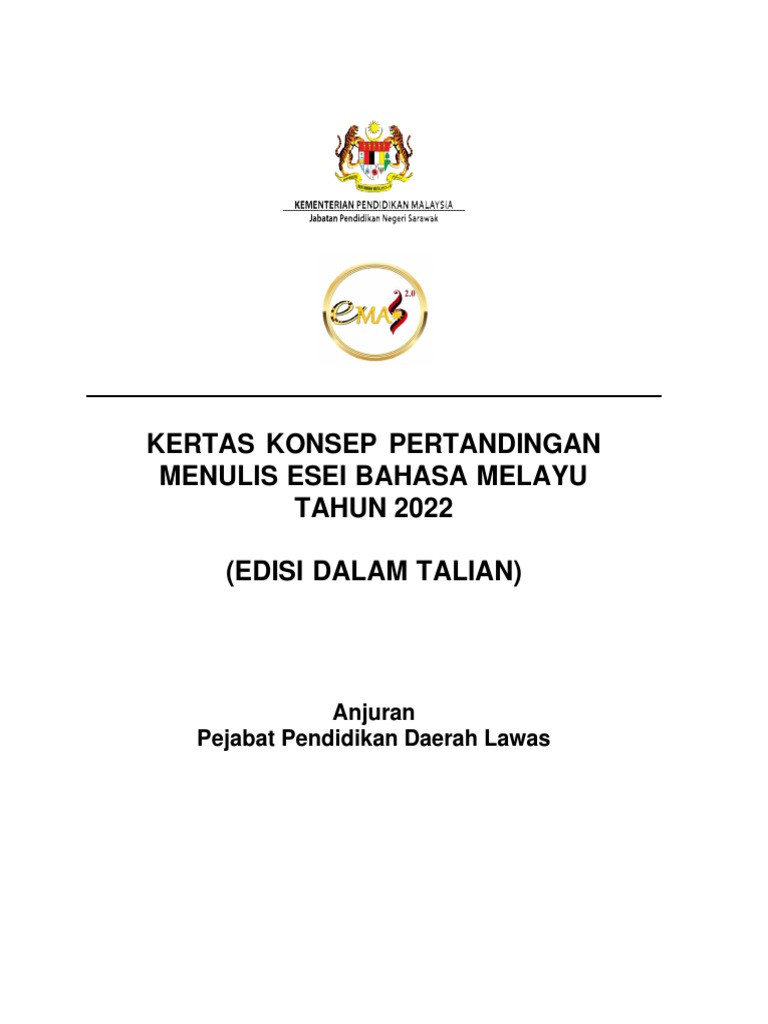 Kertas Konsep Pertandingan Menulis Esei BM 2022 Daerah | PDF