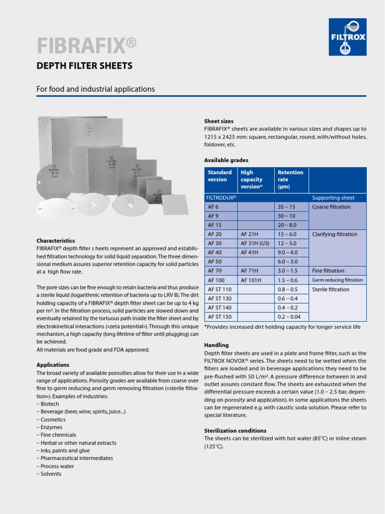 FIBRAFIX FS e | PDF | Filtration | Chemistry