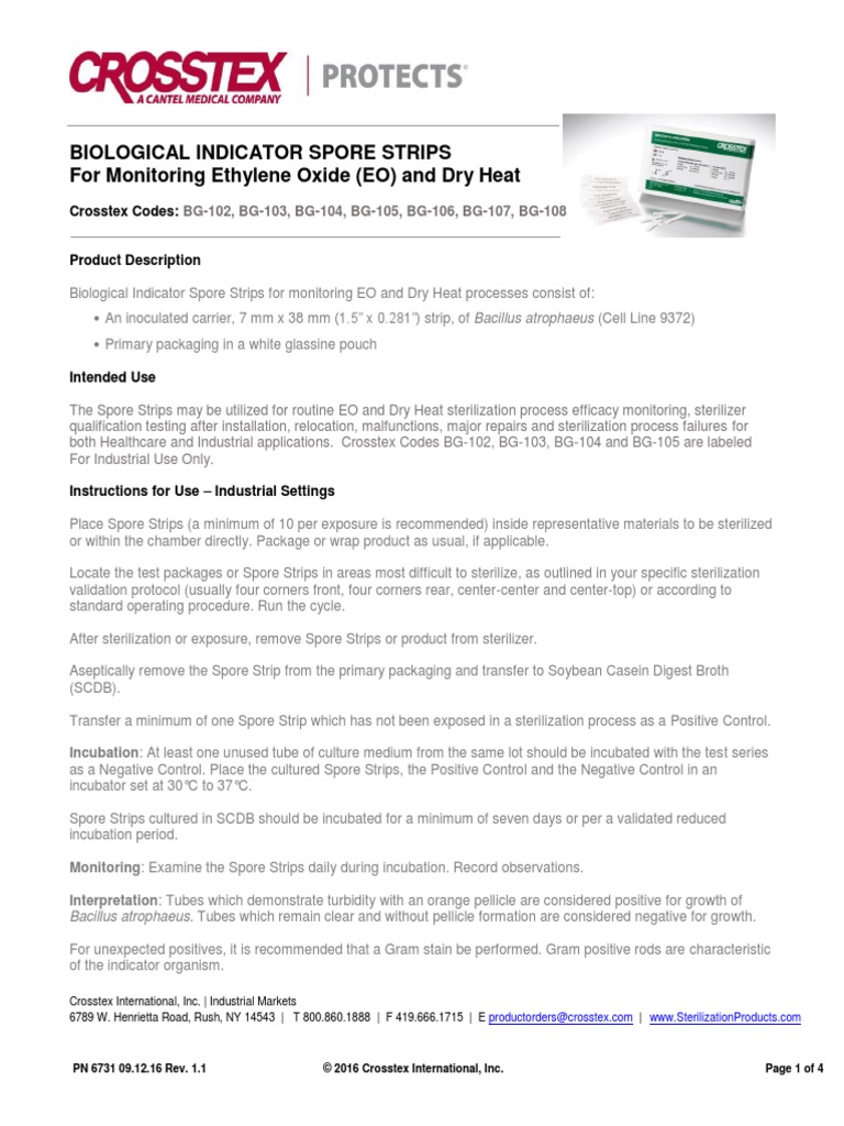 Tds - Eo and Dry Heat Bi Traditional Spore Strips bg-10x Rev 1.1 | PDF ...
