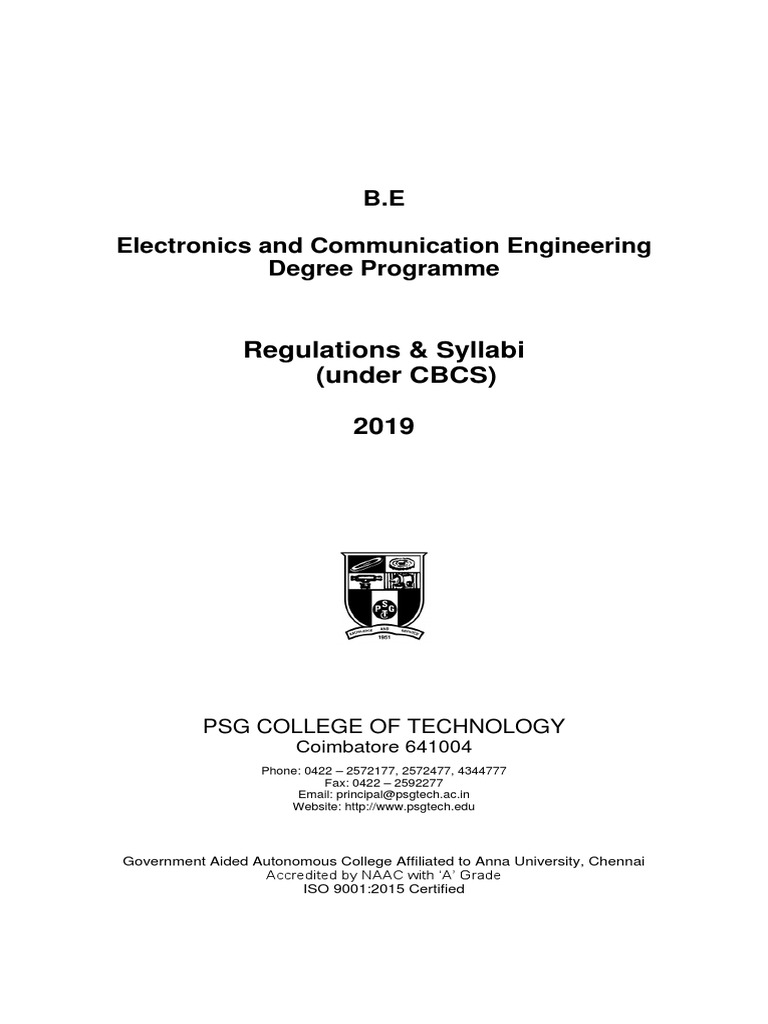 B.E Electronics and Communication Engineering Degree Programme | PDF ...