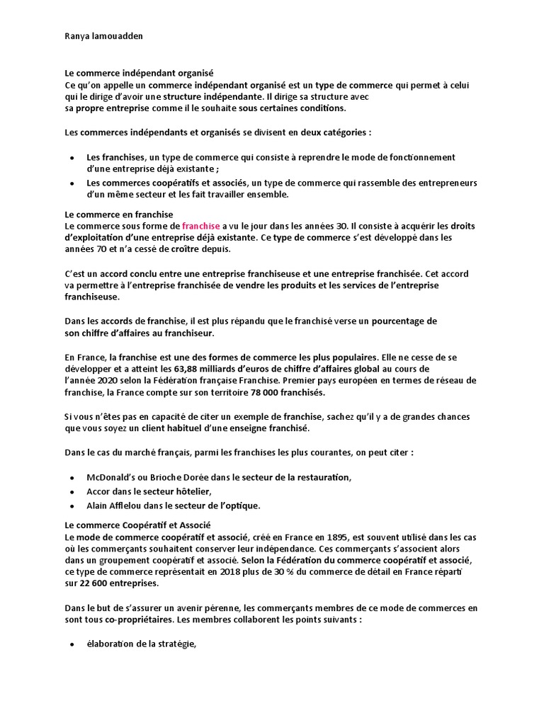 Les Types de Commerce | PDF