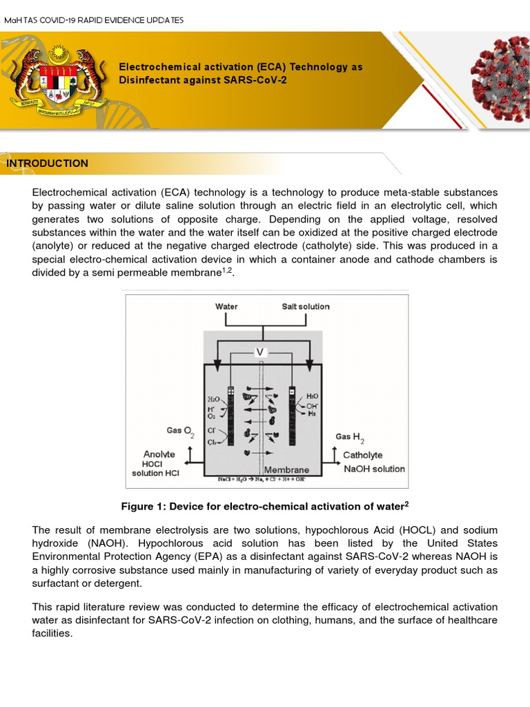 15 Electrochemical Activation (ECA) Technology As Disinfectant Against SARS-CoV-2 | PDF ...