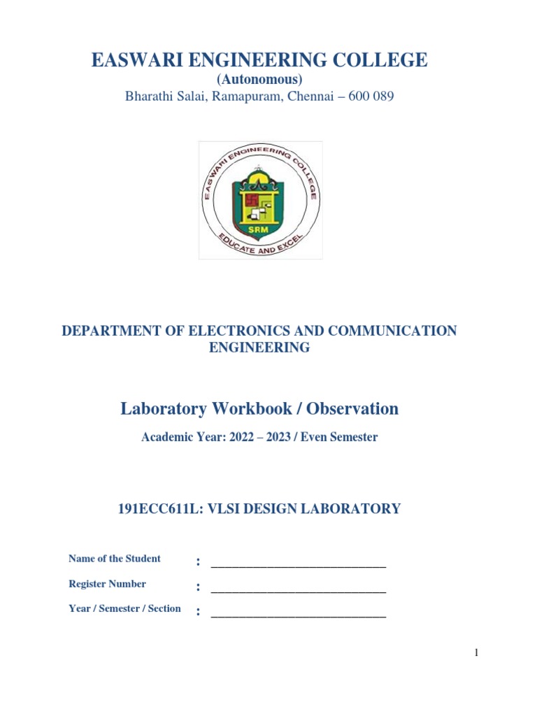 Vlsi Lab Manual Pdf Field Programmable Gate Array Logic Gate