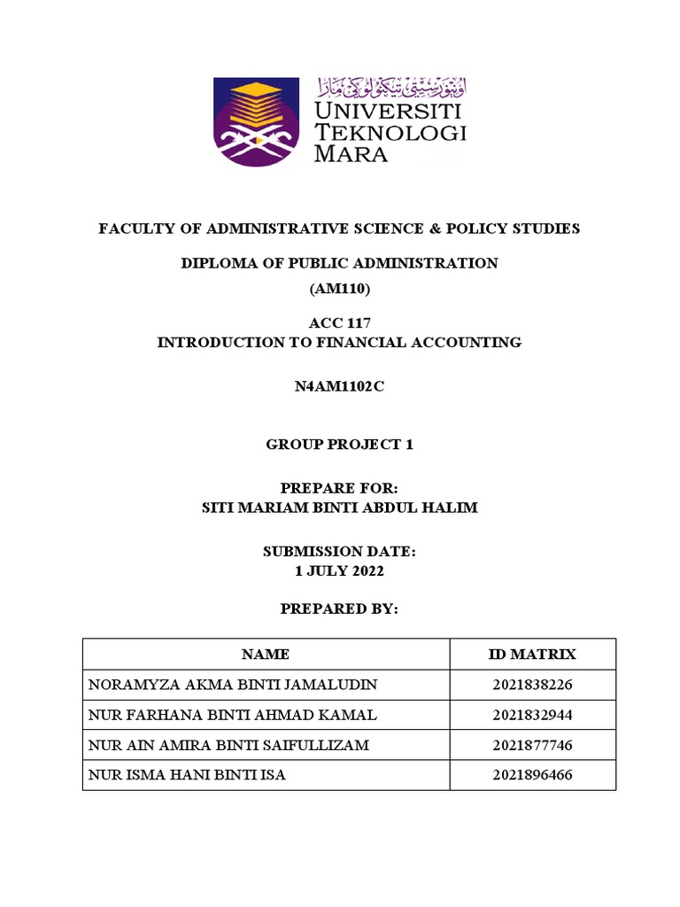 Acc 117 Group Project 1 (Group 3) | PDF | Debits And Credits | Expense