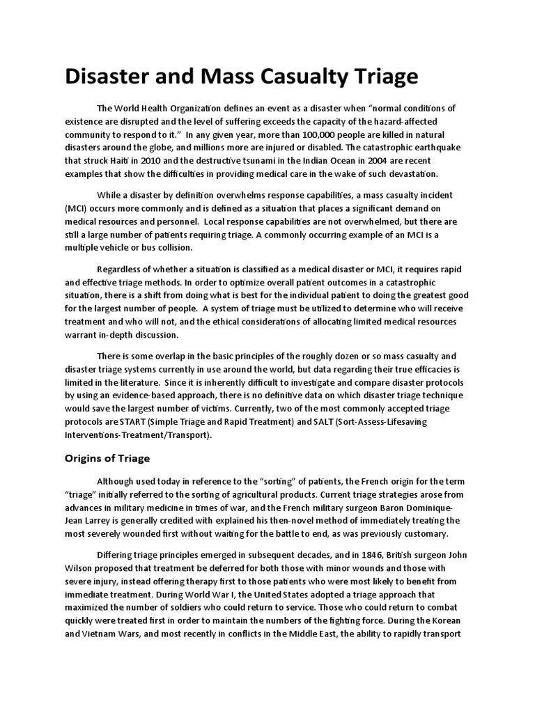 Disaster and Mass Casualty Triage | PDF | Public Services | Medicine