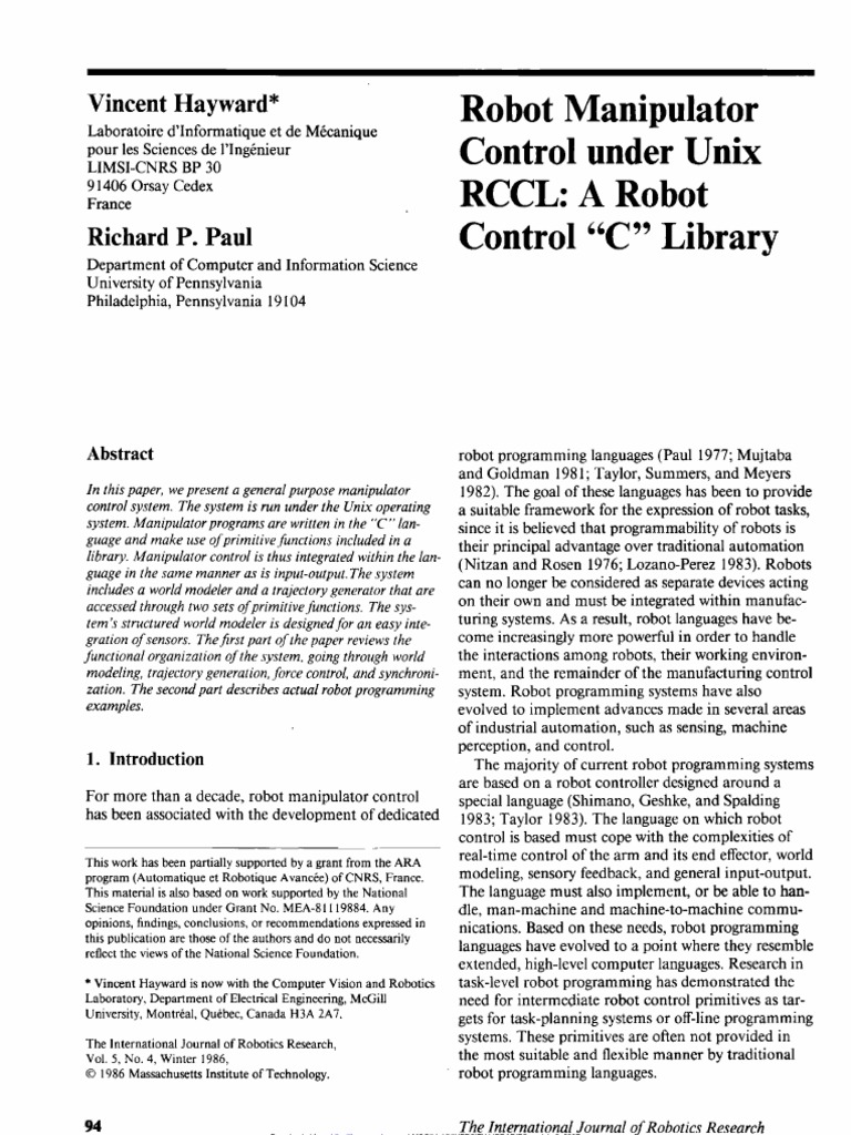 Robot Manipulators Mathematics, Programming & Co | PDF | Force | Computer Programming