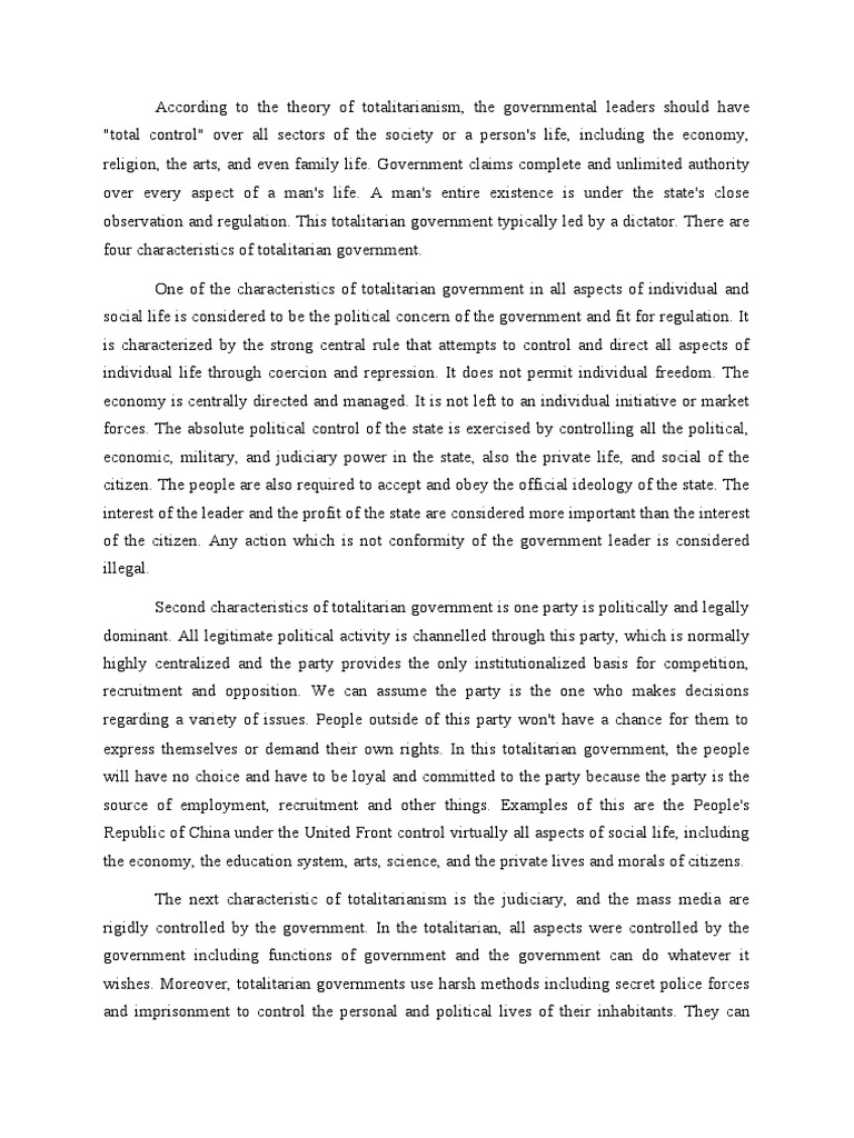 Characteristics of Totalitarian Government (GROUP 3) | PDF ...