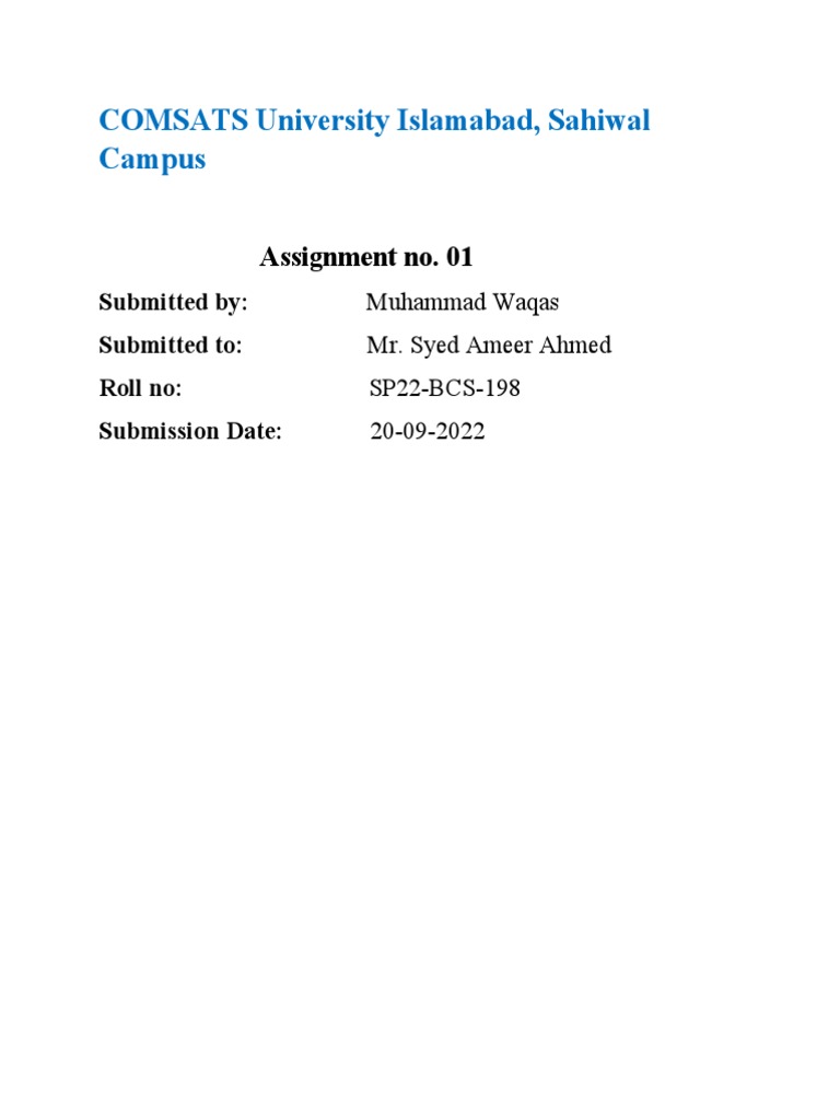 Assignment No 1 Programing Fundamental Pdf Computer Programming Programming Language