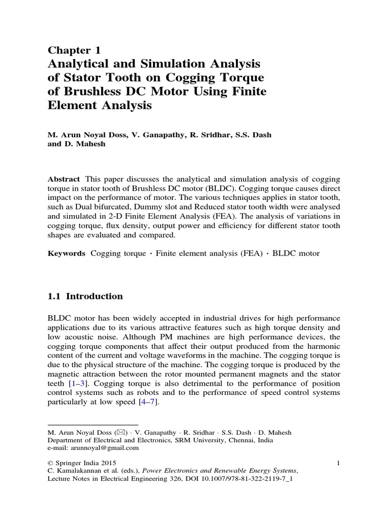 Stator Tooth on Cogging Torque | PDF | Electric Motor | Gear