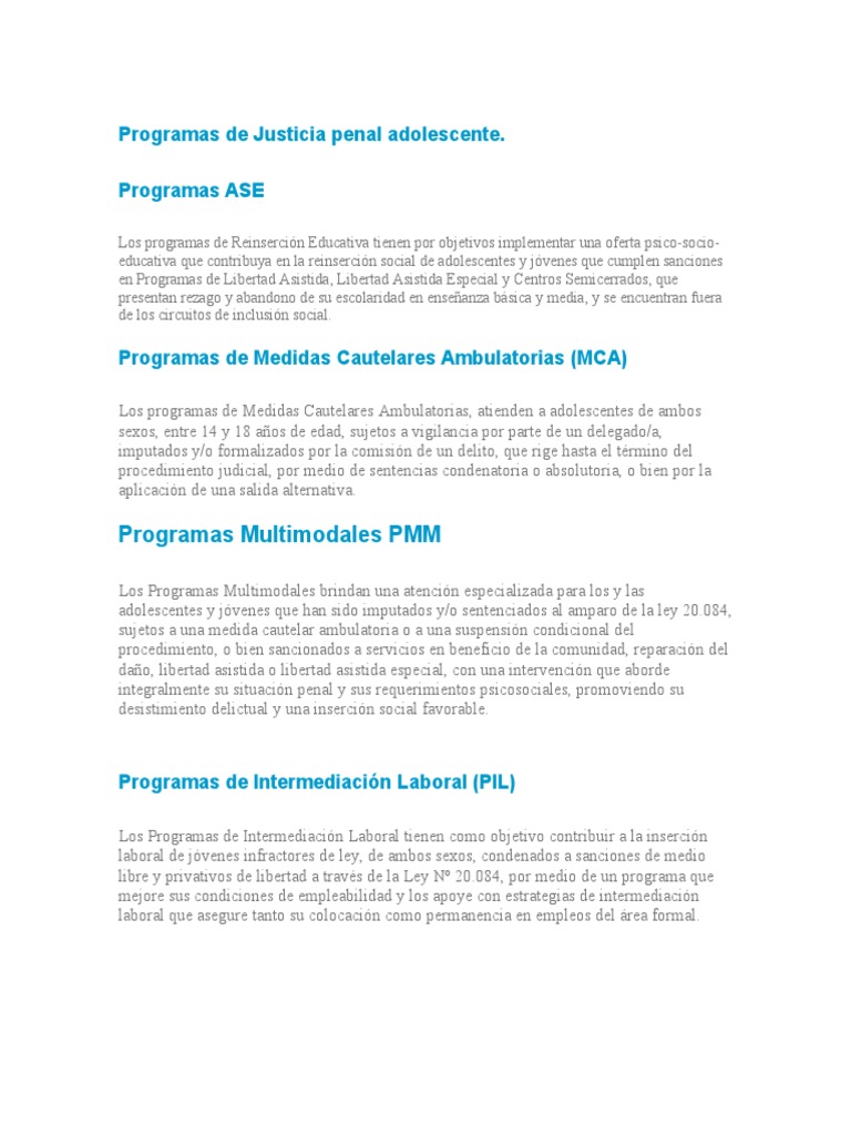 Programas de Justicia Penal Juvenil | PDF | Abuso infantil | Mandato