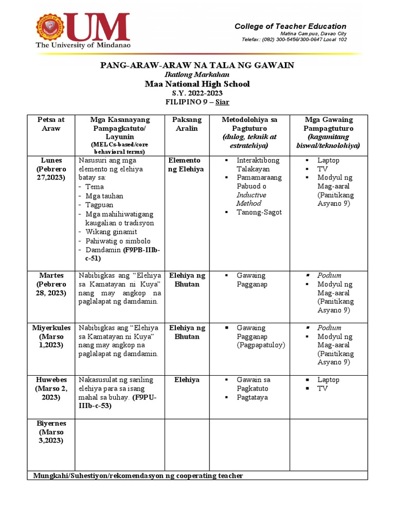 DLS Filipino 9 Siar | PDF