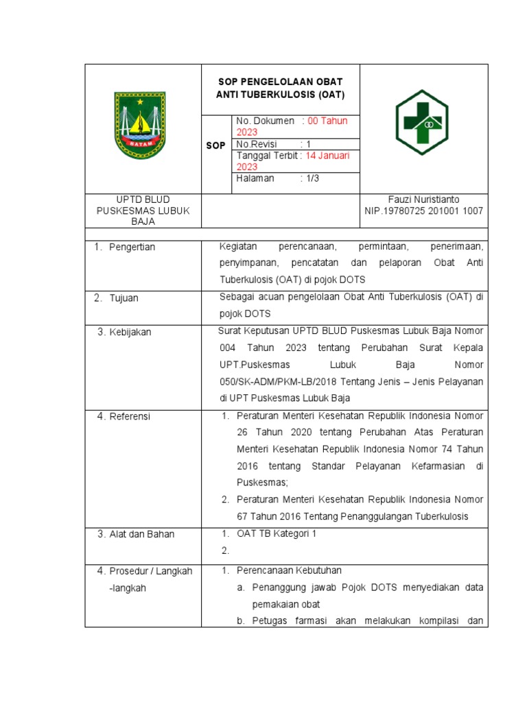 Sop Pengelolaan Oat | PDF | Sains & Matematika