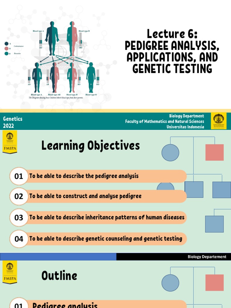 Lecture 6 Pedigree Analysis, Applications, and Genetic Testing | PDF ...