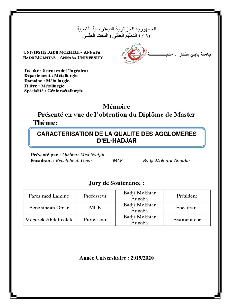 Memoire Master DJEBBAR Med Najib Caracterisation de La Qualite Des ...