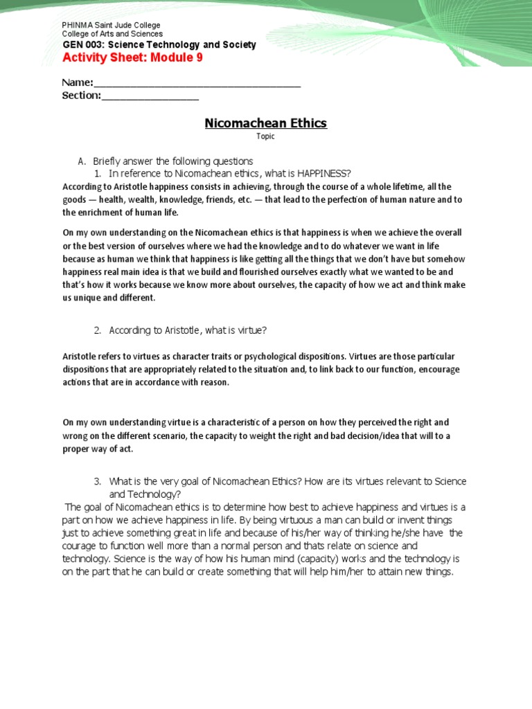 Kyle Albert Chanchico Estoesta - Module 9 STS Activity Sheet | PDF ...