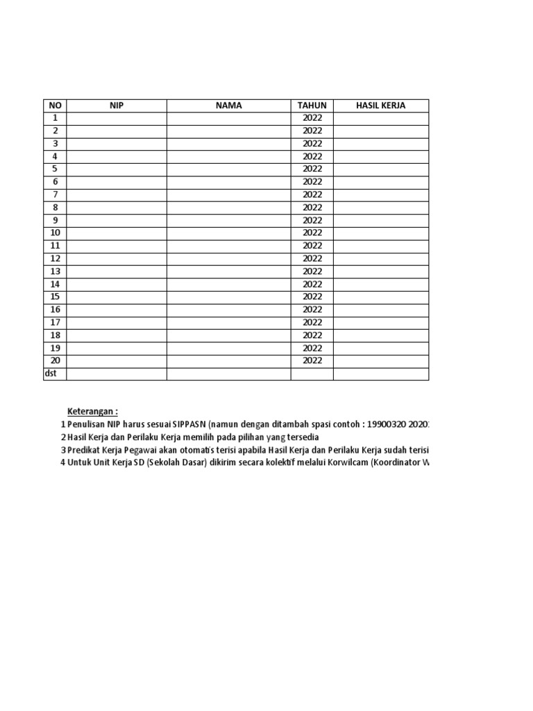 Format Rekap SKP 2022 | PDF
